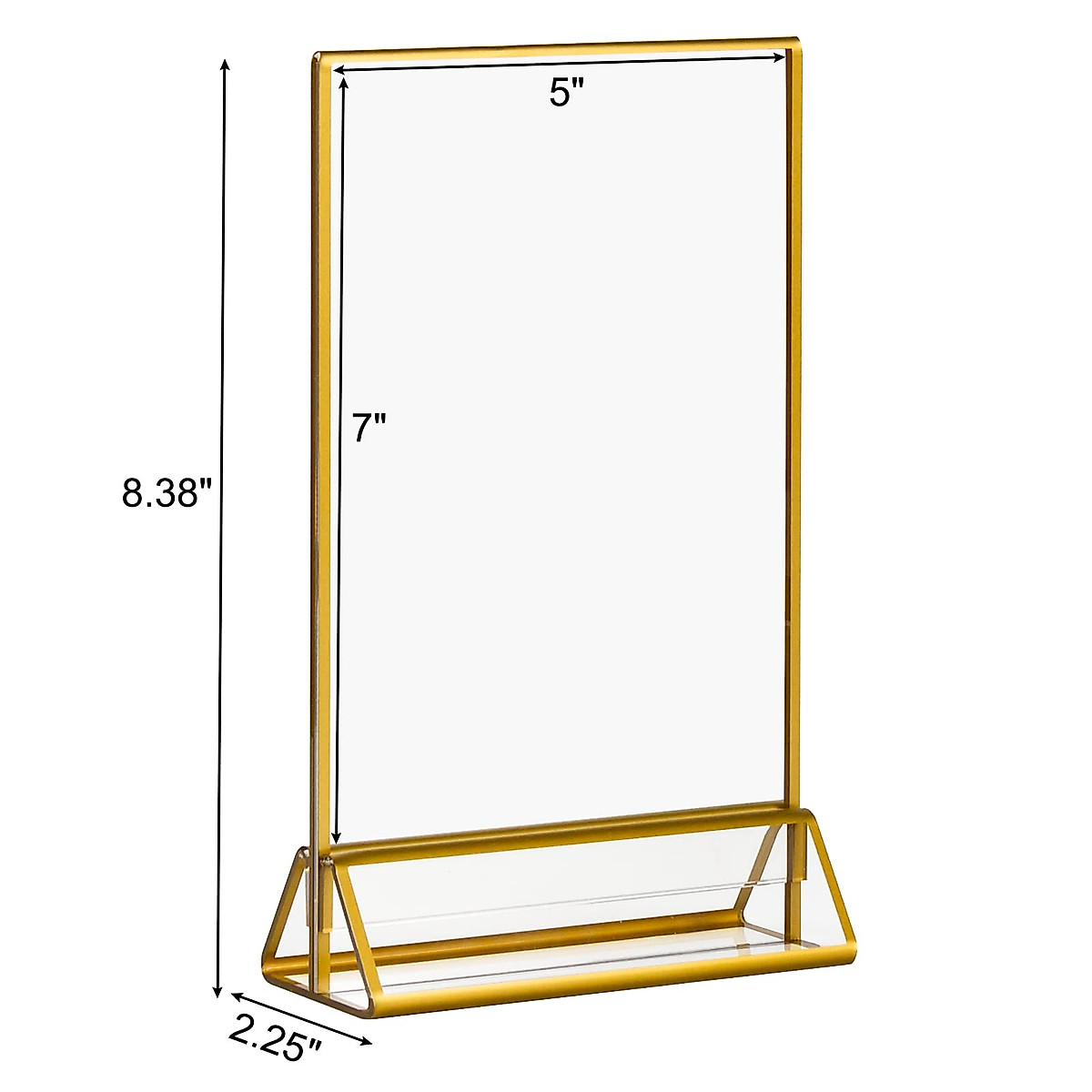 6 Pack Acrylic Wedding Table Numbers Holder, Gold Frames Sign Holders 5x7, Vertical Display Stand for Table Menu Holders, Double Sided Photo Picture Frame for Party Wedding Table Decorations