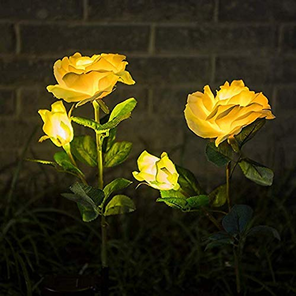 KANYEE Garden Outdoor Solar Lights Decorative Landscape Light Waterproof Simulation Rose Flower LED Stake Path Lights Yard Patio Lawn Night Lighting 4PCS