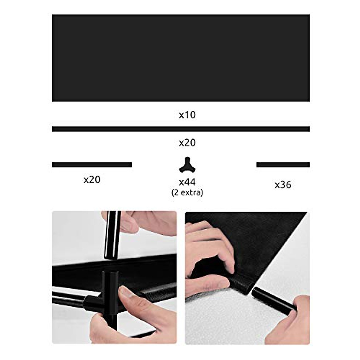 Youdesure 10 Tiers Shoe Rack, Large Shoe Rack Organizer for 50 Pairs, Space Saving Shoe Shelf, Non-Woven Fabric Shoe Storage Cabinet (Black)