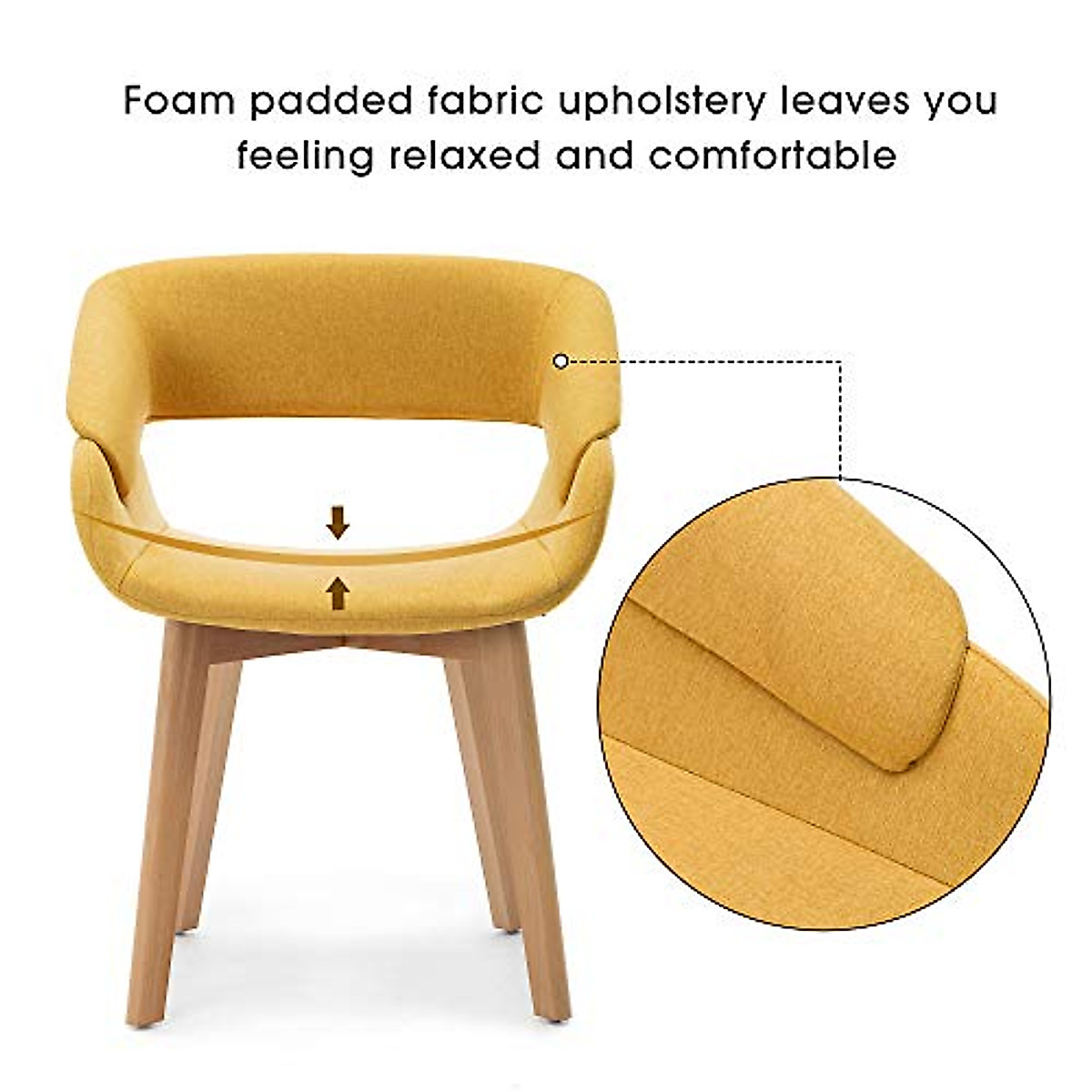 ivinta Modern Dining Room Chair Set of 2 for Kitchen, Mid-Century Upholstered Fabric Accent Chair with Solid Wood Legs