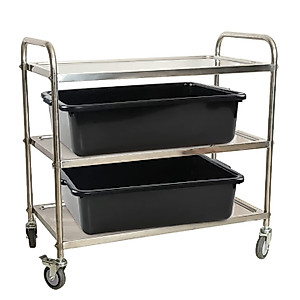 Cinkyou 4-Pack 23 L Plastic Bus Box, Black Commercial Utility Bus Box Tub