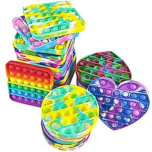 10pcs Random Silicone Tie-dye Push pop Bubble Fidget Toy, Autism Special Needs Stress Reliever, Squeeze Sensory Tools to Relieve Emotional Stress for Kids Adults，Party Toys