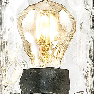 Westinghouse Lighting 6331900 Barnwell Five-Light Indoor Chandelier, Textured Iron and Barnwood Finish with Clear Hammered Glass