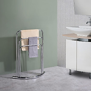 King's Brand Furniture-Kenneth Metal 3 Tier Freestanding Bathroom Towel Rack Stand, Chrome