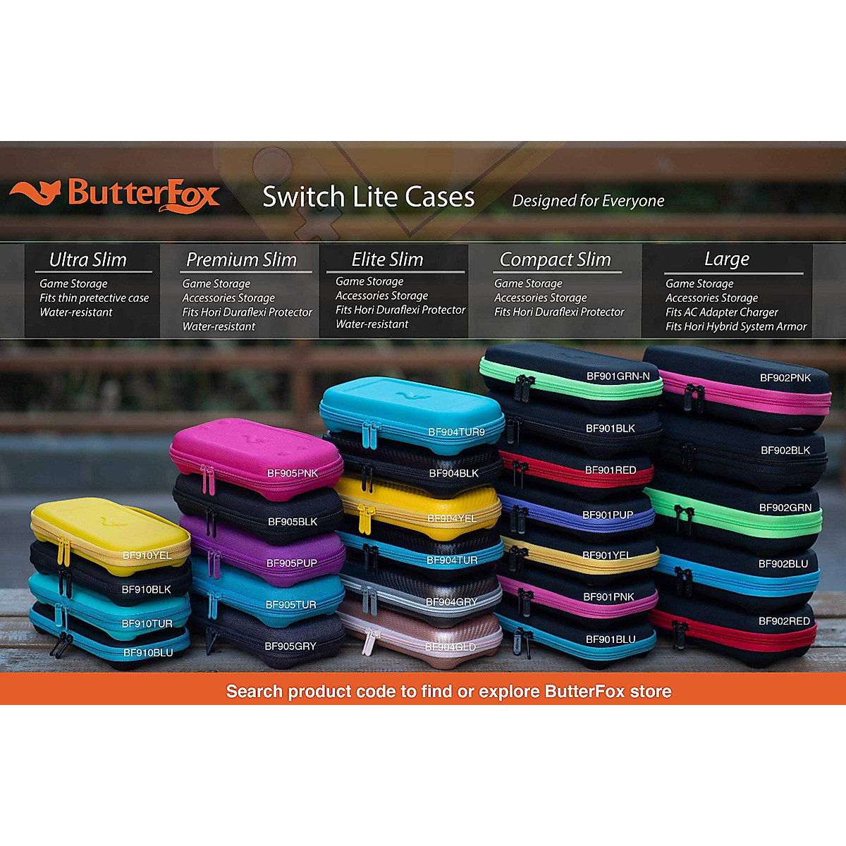 ButterFox Extra Large Carrying Case for Nintendo Switch Lite, Fits AC Adapter Charger, Compatible with JETech Protective Case and Most Grips, Game and Accessories Storage (Black/Yellow)