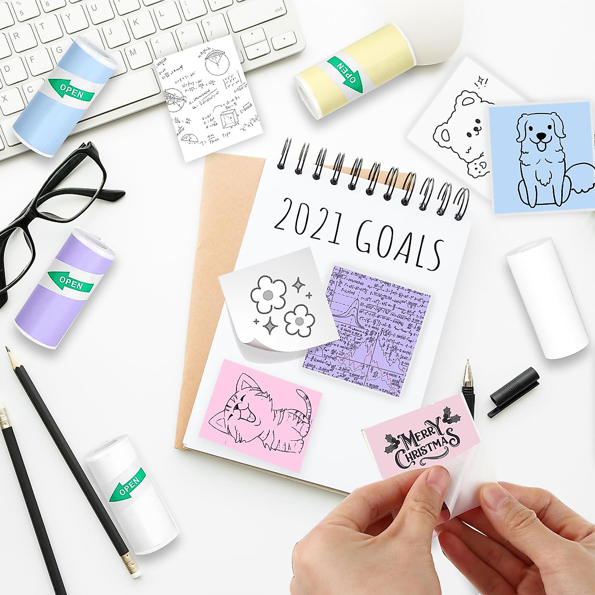 Mini Printer Paper Thermal Sticker printer Paper Mini Thermal Printer Paper Photo Printer Labels kids camera paper 10 roll Suitable for Various Inkless Sticker Printers