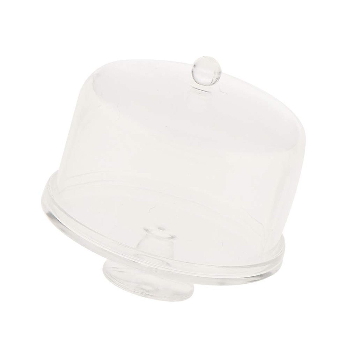 Mini Cake Stand Cupcake Display Plate Candy Holders with Dome Cover, 1/12 Scale Clear Cake Stand Serving Tray with Lids Tableware for Dollhouse Decoration-2pcs