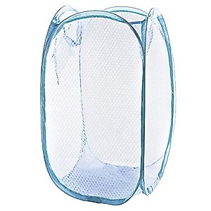 Amosfun Collapsible Laundry Baskets Hamper mesh Basket Large- up hampers Foldable popup- Foldable Easy Open Mesh Laundry Clothes- Hamper Basket for College Dorm (Black)