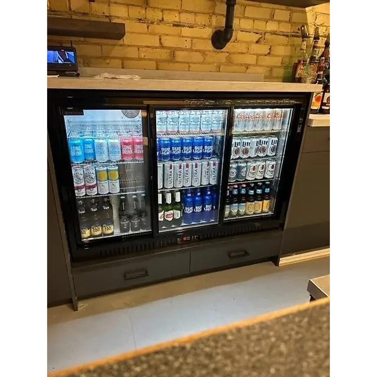 New Procool Refrigeration Sliding 3 Door Back Bar Beverage Cooler; 54" Wide Counter Height Refrigerator