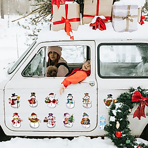 Christmas Snowman Refrigerator Magnets Decoration 12Pcs, Magnetic Holiday Snowman Car Decals Fridge Garage Door Stickers, Waterproof Decorative Xmas Snowman Magnet Accessories for Party Decor