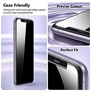 UNBREAKcable Privacy Screen Protector for iPhone 11 / iPhone XR, Shatterproof Tempered Glass [True 28°Anti Spy] [9H Hardness] [Easy Installation Frame] for iPhone 11,XR 6.1 inch - 2 Pack