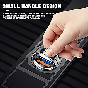 USB C 60W Car Charger Fast Charge, 30W PD& 30W QC3.0 Fast Charge with Metal Body, Flush Fit Pull Ring Charge Adapter Universal for iPhone 13/13 Pro/12/12 Pro Max/XS/XR, Samsung Galaxy, Car Accessories