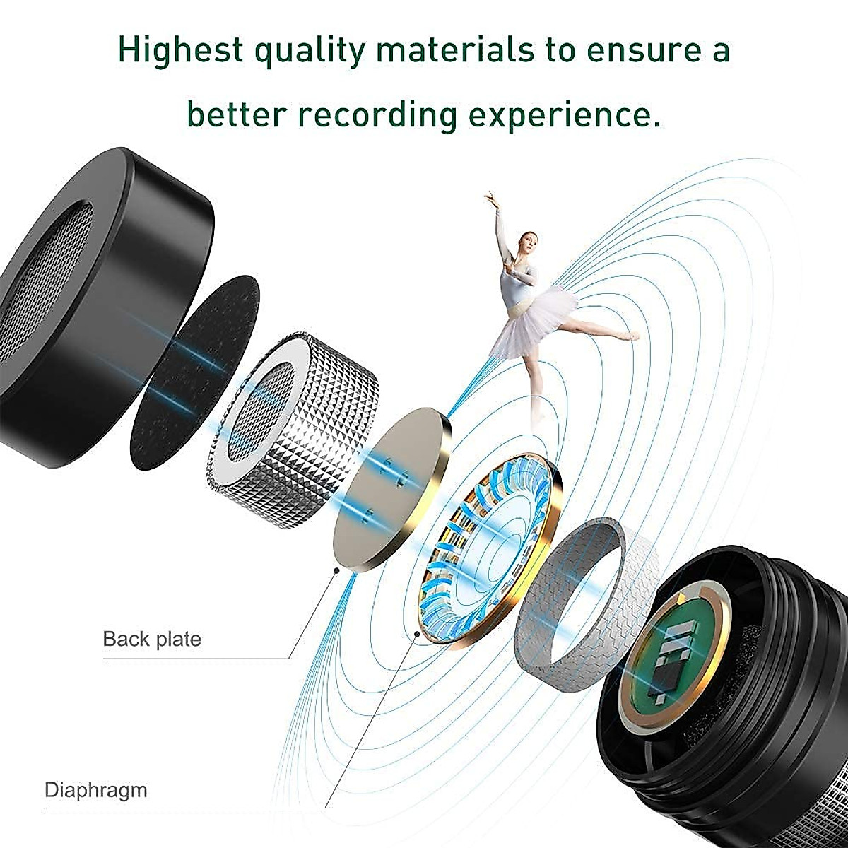 PoP voice 16 Feet Dual-Head Lavalier Microphone with TRRS Y Splitter