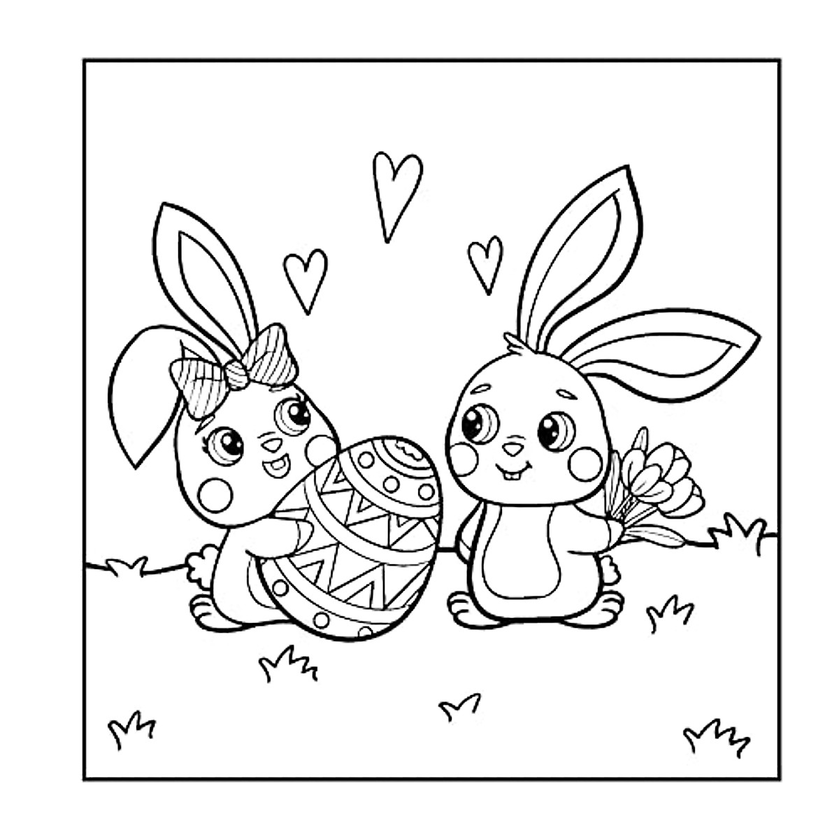 Easter Coloring Book For Kids: Cute and Simple Easter Bunny, Eggs and Spring Illustrations for Kids Ages 4-8, Perfect Easter Basket Stuffer for Young Children