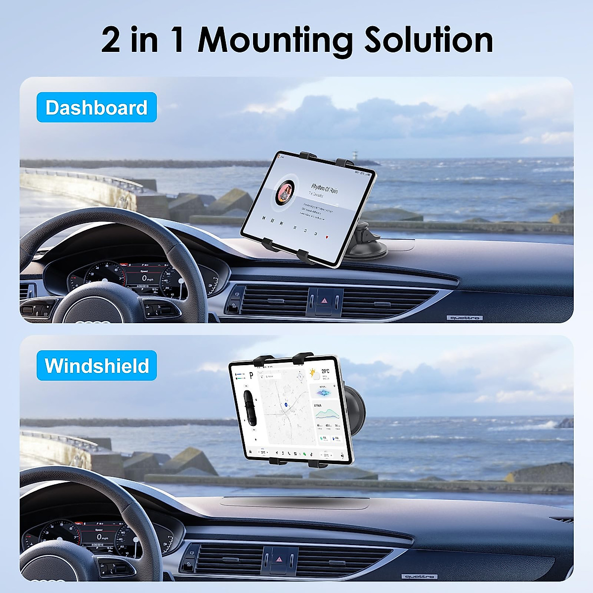 Linkstyle Car Tablet Holder, Suction Cup Car iPad Holder Dashboard Windshield Tablet Car Mount for 7-10.5in Tablets