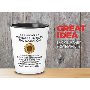 FLairy Land Daily Affirmation Shot Glass 1.5oz - Sunflower Adoration - Funny Gift For Reminder Coworker Friendship Graduation Birthday Encouragement Sunshine Woman