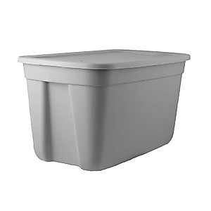 Generic Large 30-Gallon (120-Quart) Gray Heavy Duty Tote with Standard Snap Lid, Stackable Storage Bin with Molded Handles for Easy Carrying (18)