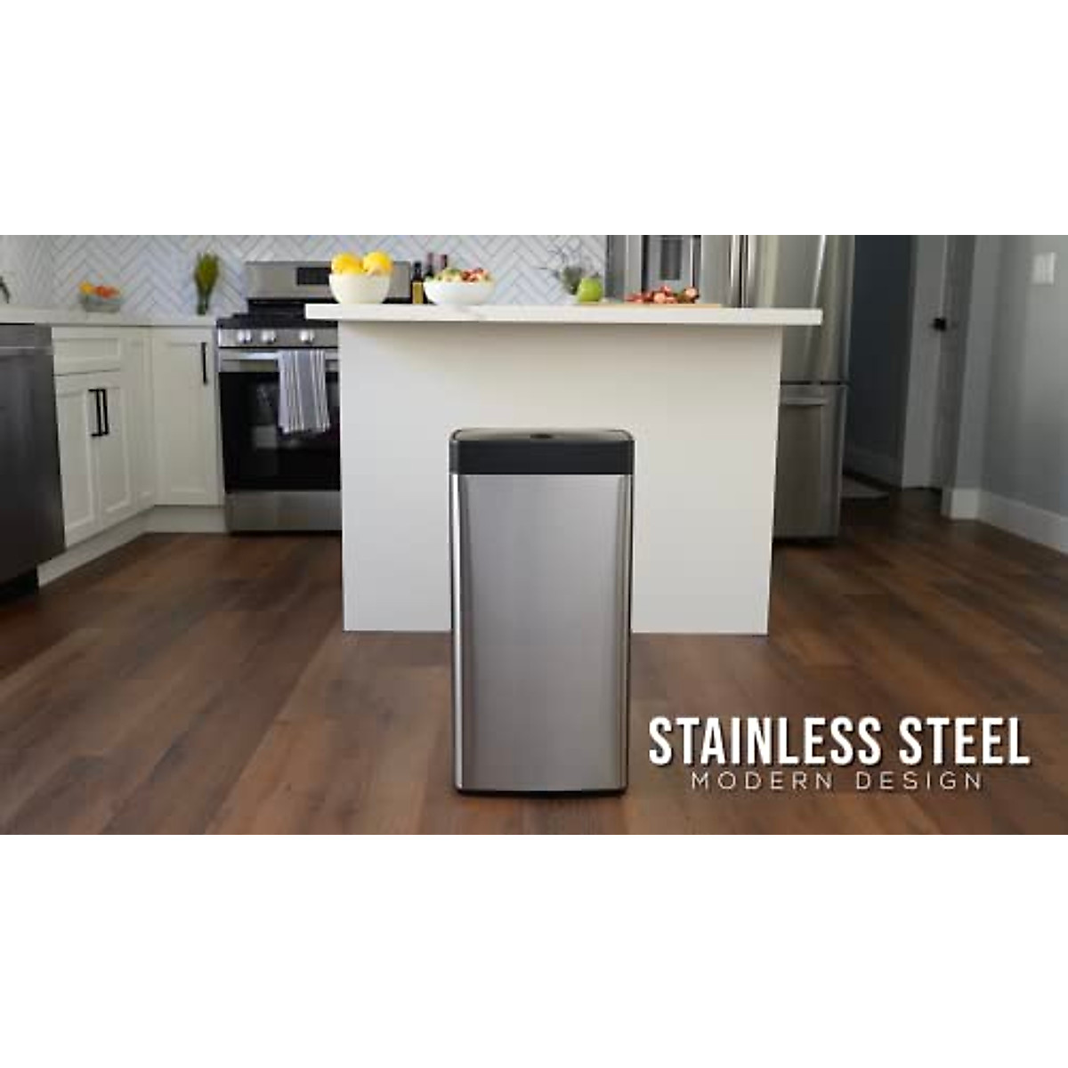 SIMPLI-MAGIC Sensor Trash Can Automatic Touchless Kitchen Garbage Bin, Stainless Steel, 13 Gallon