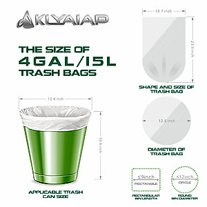 220 Counts Aklyaiap 4 Gallon Trash Bag,Tear & Leak Resistant Bathroom Garbage Bags 4 gallon,White &Unscented Bathroom Trash Bags，Biodegradable Trash Bags Small Trash Can Bags for Home & Kitchen，5Rolls