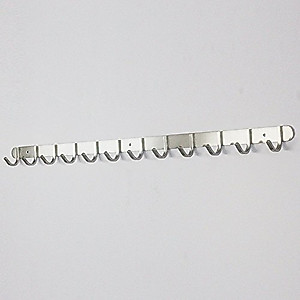 QT Home Decor Hook/Coat Rack with 12 Square Hooks- Modern Wall Mounted - Ultra Durable with Solid Steel Construction, Brushed Stainless Steel Finish, Super Easy Installation, Rust and Water Proof.