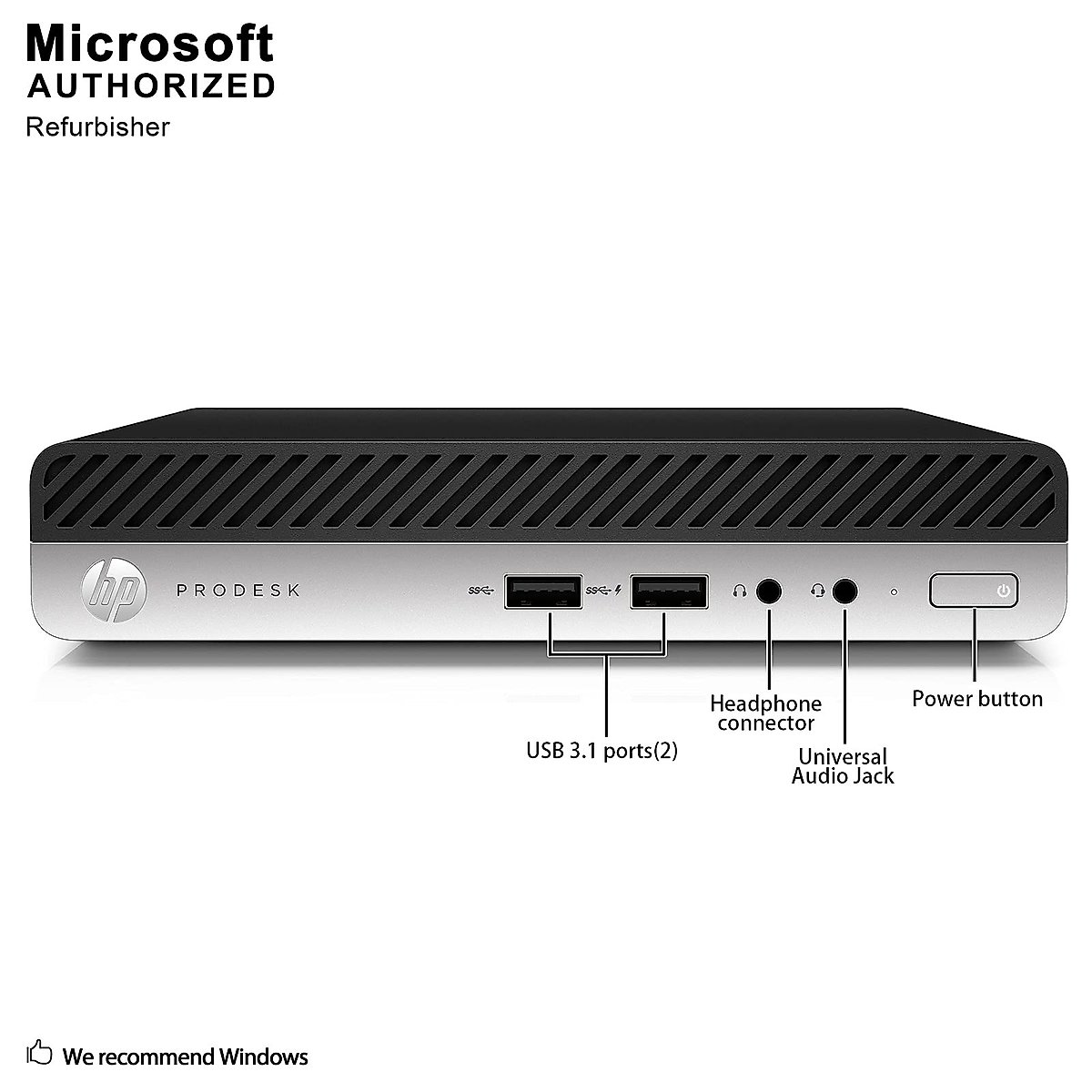 HP ProDesk 400 G3 Desktop Mini Computer, Intel Quad Core I5-6500T up to 3.1GHz, 16G DDR4, 512G SSD, N/A, WiFi, BT, DP, VGA, Windows 10 Pro 64 Bit Language Supports English/Spanish/French(Renewed)