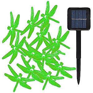 AMZSTAR Solar Powered String Lights Waterproof,19.7ft 8 Modes 30LED Dragonfly Fairy Lights Decorative Lighting for Indoor/Outdoor Home Garden Lawn Fence Patio Party (Green)