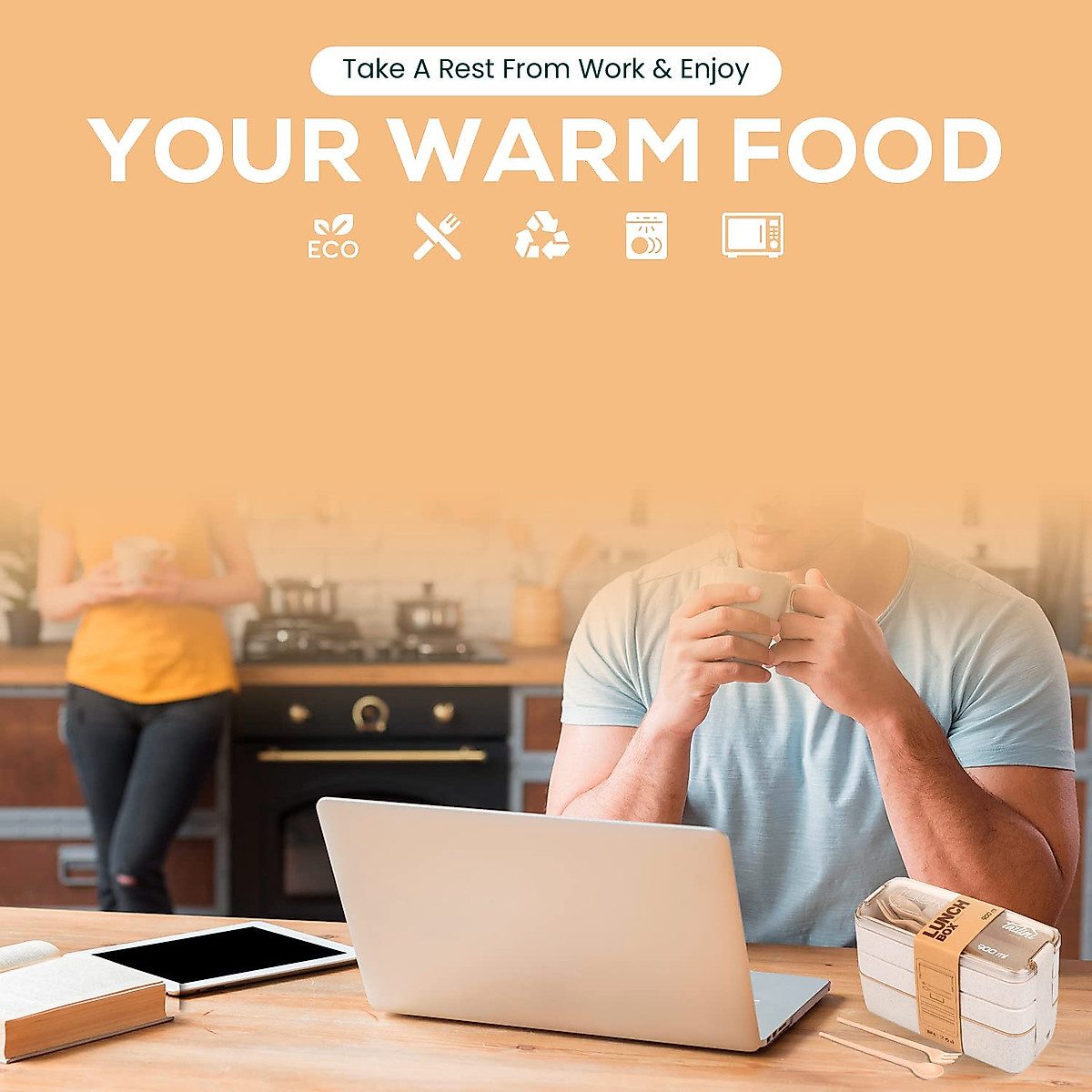 TARLINI | Premium Beige Bento Box for Adults - 3-Stackable Containers - Ideal for Work & On-The-Go - Includes Utensil Set - Eco-Friendly Design - Lunch Box Containers for Healthy Meal Prep | 35 oz