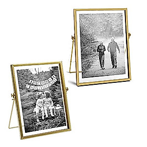 AceList 5 x 7 + 4 x 6 Glass Photo Frame Collection Simple Metal Geometric Picture Frame with Plexiglas Cover