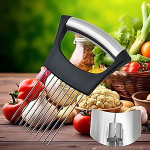 JK-GMTE Finger Guards for Cutting, 2 Pcs Stainless Steel Finger Protector for Cutting Food, Knife Guard, Chopping Protector for Dicing and Slicing in Kitchens