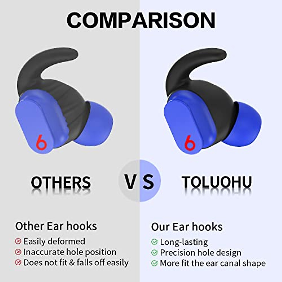 [5 Pairs] Ear Hooks for Beats Studio Buds, Silicone Anti Slip Beats Studio Buds Ear Hook Accessories Replacement Ear Covers Compatiable with Beats Studio Bud 2021 [NOT Fit in Case] - Black