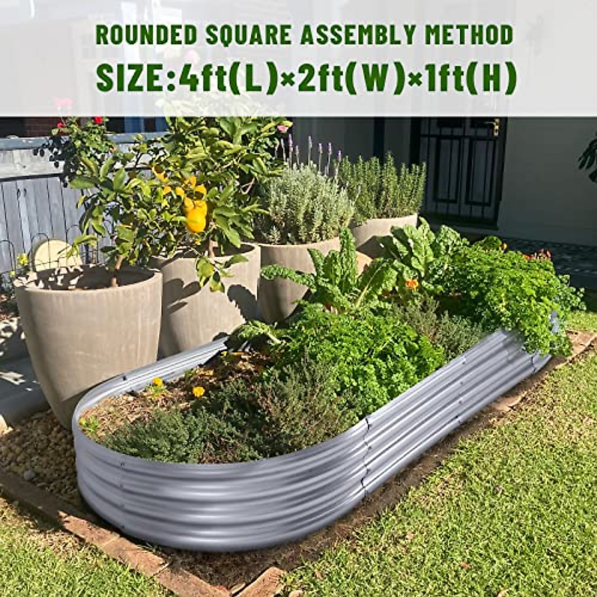Land Guard Galvanized Raised Garden Bed Kit, Galvanized Planter Raised Garden Boxes Outdoor, Oval Large Metal Raised Garden Beds for Vegetables………
