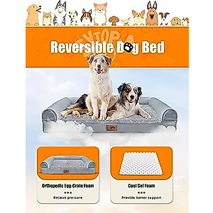 Sytopia Dog Cooling beds chew Proof for Medium Dogs Indestructible Waterproof Washable Dual Side Dog Crate Bed, Dog Couch, Pet Bed with Removable Cover and Nonskid Bottom-Grey L Size