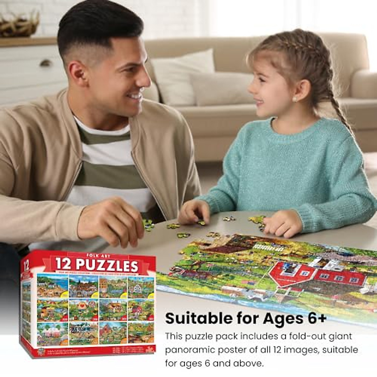 MasterPieces 12 Pack Jigsaw Puzzles for Adults, Family, Or Kids - Artist Gallery Bundle with 100, 200, and 300 Piece Puzzles