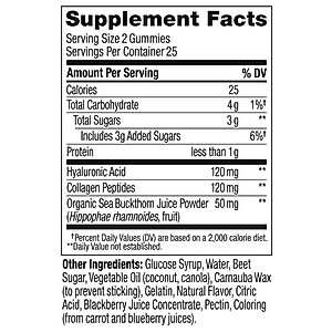 OLLY Glowing Skin Gummy, 25 Day Supply (50 Count), Plump Berry, Hyaluronic Acid, Collagen, Sea Buckthorn, Chewable Supplement (Packaging May Vary)