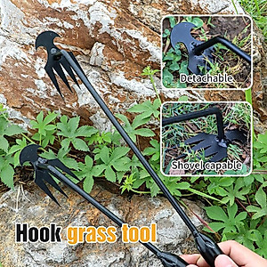 Kruggo Weed Puller Tool Garden Weed Pulling Tool, 2024 New Weeding Artifact Uprooting Weeding Tool, 4 Teeth Manganese Steel Forged Hand Weeder for Vegetable Gardening Backyard Farm
