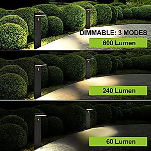 BRIMMEL Solar Light Outdoor, Super Bright 600 Lumen LED Landscape Lamp, Motion Sensor Dusk-to-Dawn Auto ON/OFF Cast Aluminum Waterproof Cordless Garden Light for Pathway Driveway 20", 3000k Warm White