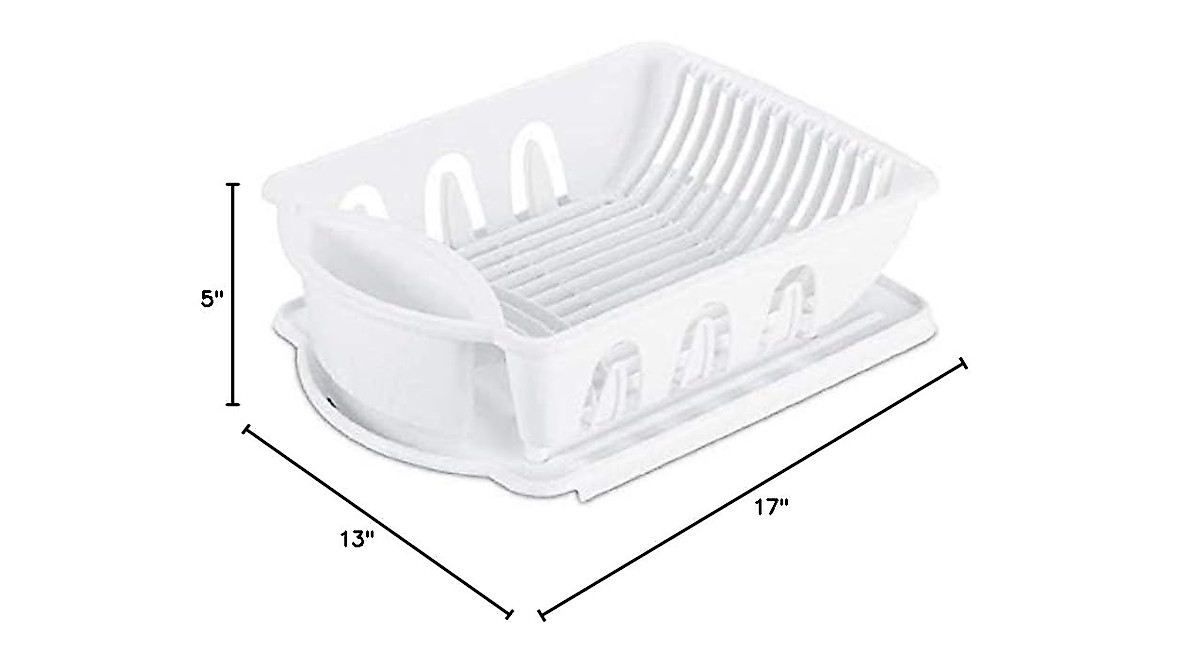 Sterilite Sink Dish Rack Drainer - White, Durable & Space-Saving