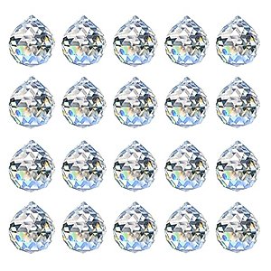 MerryNine 20 Pack Crystal Ball 0.8"/20mm Prism Sun Shine Catcher Rainbow Pendants Maker, Hanging Crystals Prisms for Windows, for Feng Shui, for Gift (Clear)