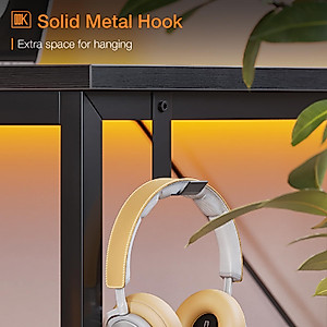 ODK Computer Writing Desk 55 inch, Sturdy Home Office Table, Work Desk with A Storage Bag and Headphone Hook, Vintage