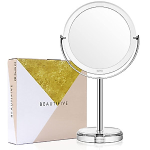 Beautifive Makeup Mirror, Double Sided Vanity Mirror with 1x/7x, Tabletop Magnifying Mirror, Swivel Round Mirror with 360°Rotation, Retro Style Bathroom Mirror