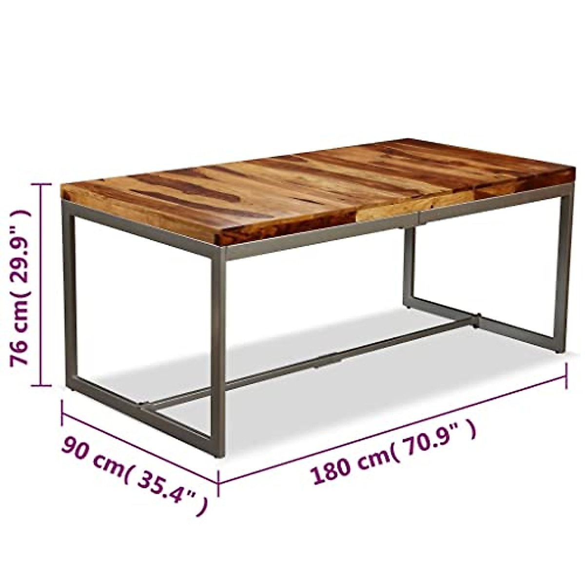 YPWRENH Decorative Tables Kitchen Tables Dining Table Solid Sheesham Wood and Steel 70.9" for Dining Room, Kitchen or Living Room