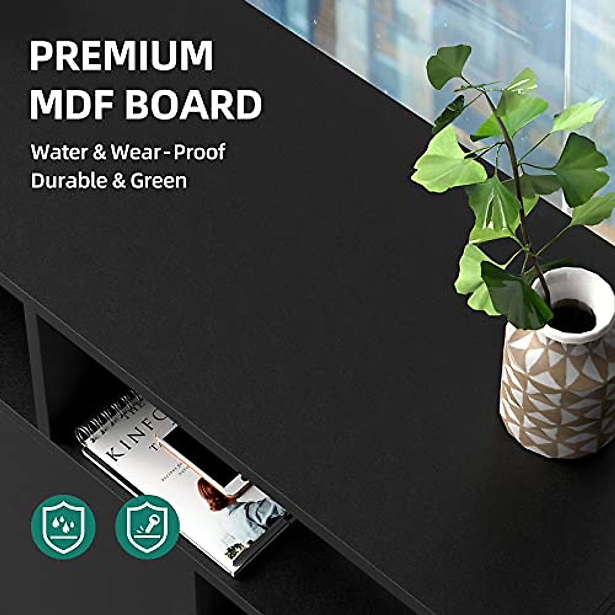 YITAHOME Wood File Cabinet, 2 Drawer Mobile Lateral Storage Cabinet Printer Stand with Lock and Open Storage Shelves for Home Office, Black,Drawers Without Hanging Bars