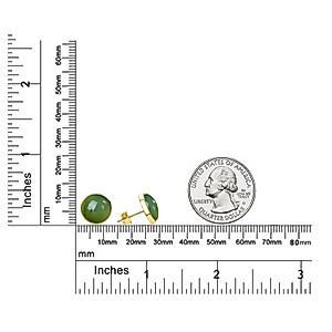 DENGGUANG Jade Stud Earrings for Women, Natural Real Green Jade 14k Yellow Gold Plated Sterling Silver Hypoallergenic Earrings, Jewelry Gifts for Wife Mom (Size:10mm)
