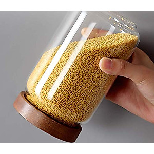 Glass Food Storage Jar 950ml/32oz Clear Glass Canister with Airtight Seal Acacia Wood Lids Kitchen Food Storage Container for Coffee Bean Loose Tea Spice Bottle Sugar Cookies Nuts Snack Candy Jar