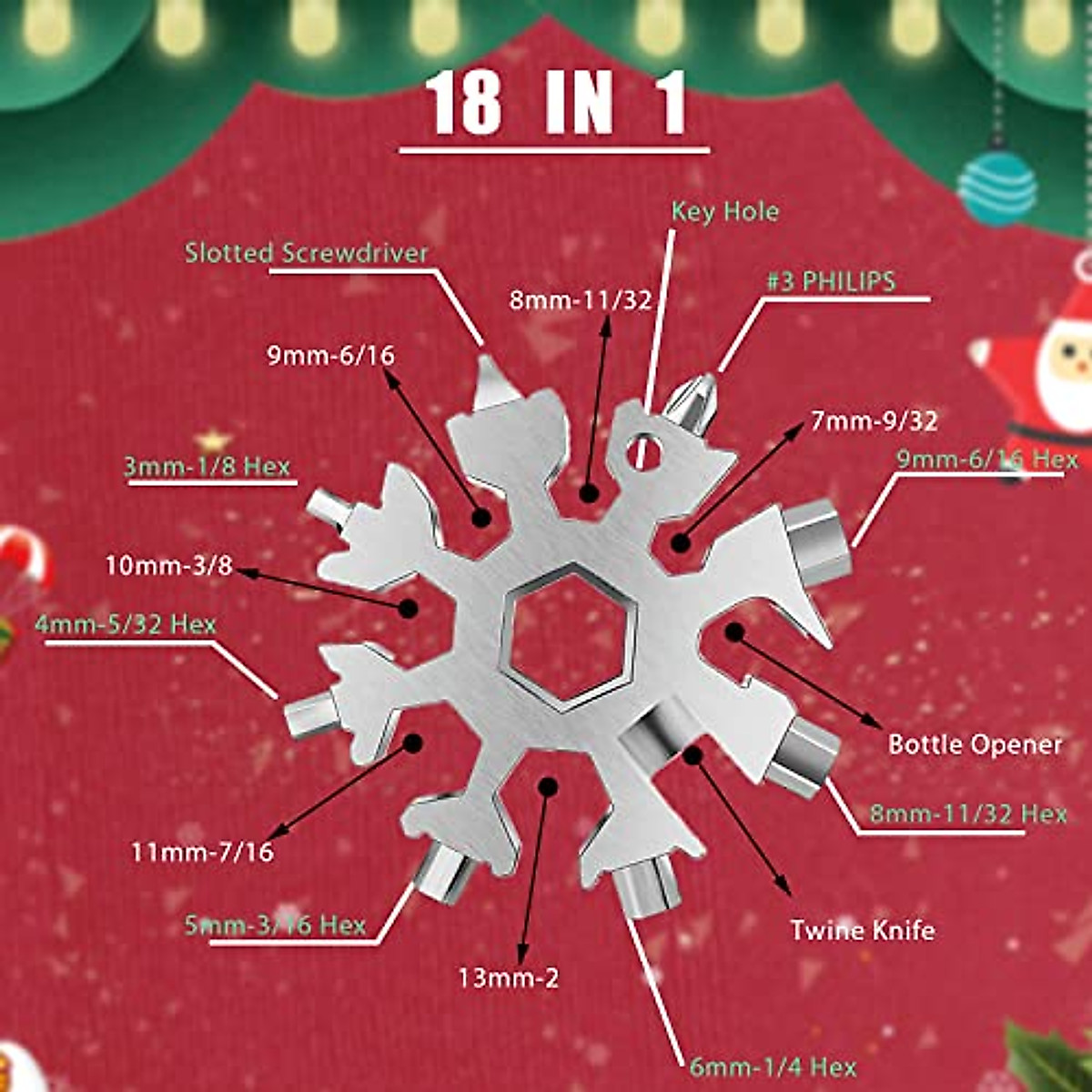 Halovin 3PCS 18-in-1 Snowflake Multi-tool, Stainless Steel Snowflake Multitool Snowflake Tool Card for Him Husband Men Boyfriend Boys, Christmas New Year's Friends Gift for Outdoor Cycling, Camping