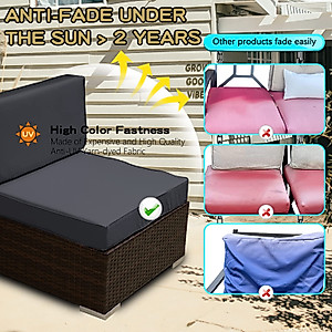 2Pcs Outdoor Seat and Back Cushion Replacement Covers Set Fit for Patio Furniture Sofa Chair Loveseat Sectional Couch,Durable Fadeless, 25Wx26Dx6H,25Wx18Dx6H,Dark Grey-Include Cover Only