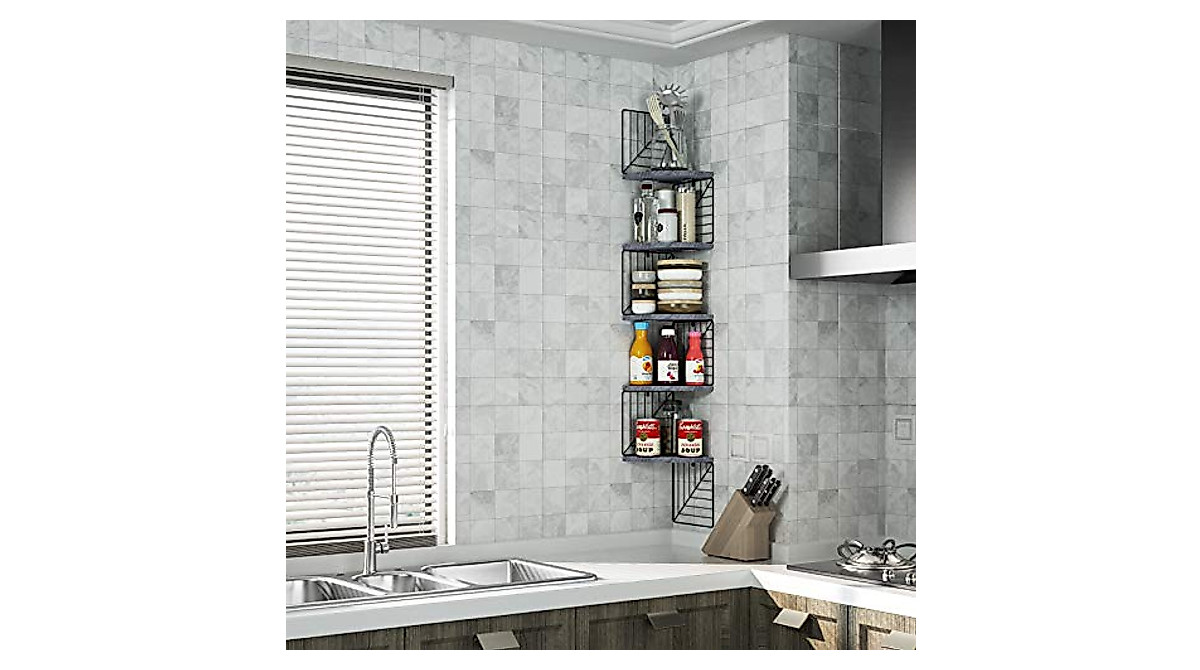 Love-KANKEI 5-Tier Rustic Corner Shelf for Any Room