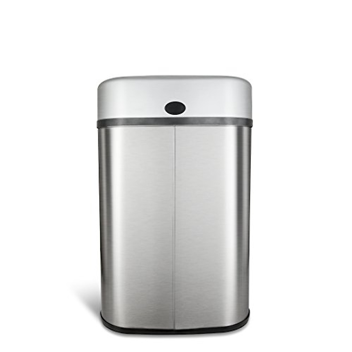 NINESTARS Automatic Touchless Infrared Motion Sensor Trash Can with Stainless Steel Base & Oval, Silver/Black Lid, 21 Gal
