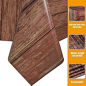 Irenare Wood Grain Tablecloth Wooden Tablecloths Rustic Plastic Table Covers Rectangular Table Decoration for Barbecue Fall Autumn Western Barn Themed Birthday Party, 54 x 108 Inch (Brown, 3 Pieces)