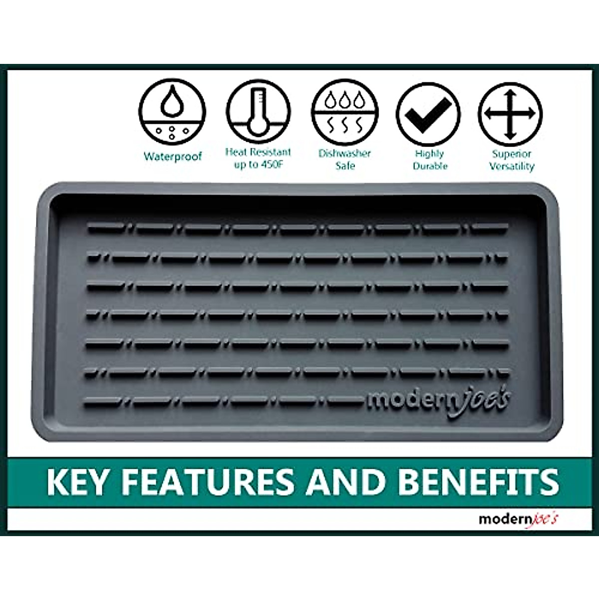 Sponge Holder - Sink Caddy Organizer - Kitchen Bath Vanity Tray - Soap, Cleaning Brush, and Scouring Pad Multi-use Silicone Tray – Non-Slip, Heat Resistant and Dishwasher Safe – 11” X 5.5” - Gray